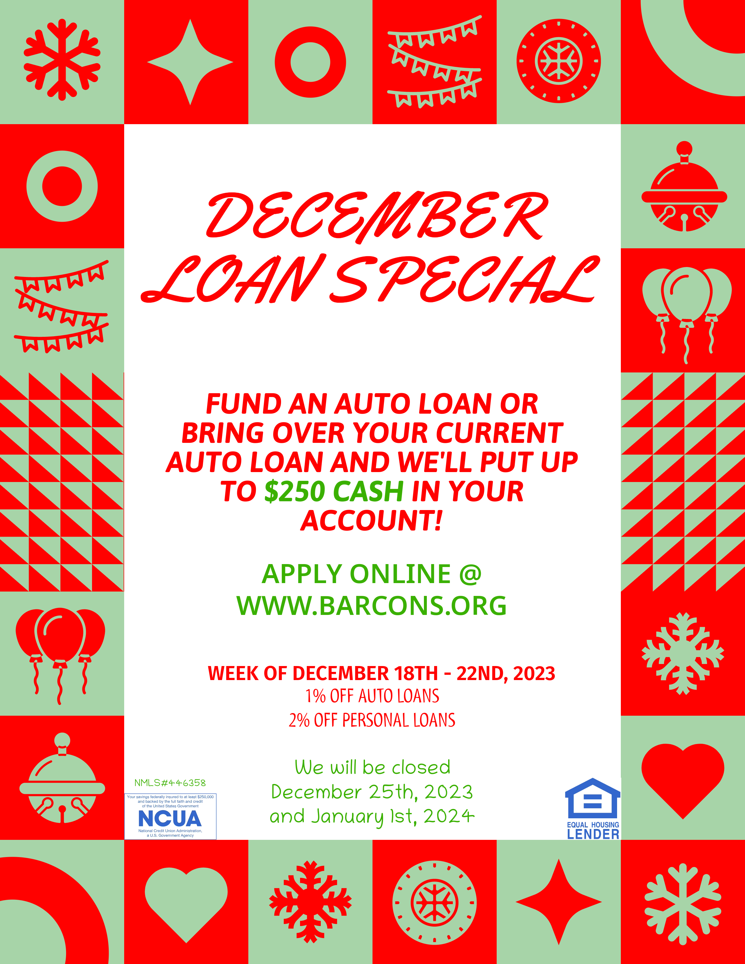 Monthly Financial Specials | Bar-Cons Federal Credit Union - Columbus, IN